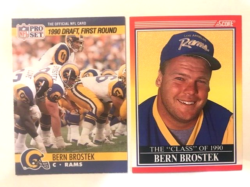 NFL - Bern Brostek 1990 Pro Set 1st Rd Draft & 1990 Score Rookie Card ...