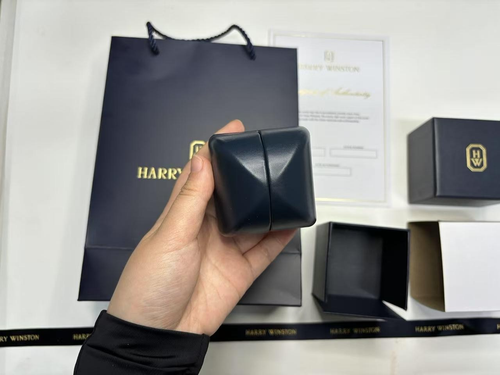 Harry Winston Genuine Ring case Navy Leather empty case Jewelry Gift ...
