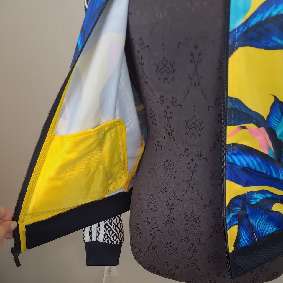 Adidas Jacket Women Small RARE DESIGN Colorful Floral Blue Yellow Black ...