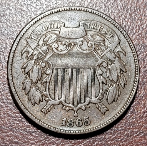 1865 Two Cent Piece VF Very Fine Original Toning & Problem Free Type ...