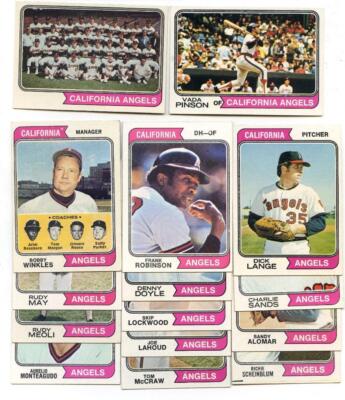 1974 TOPPS BASEBALL 14 CARD CALIFORNIA ANGELS LOT W/FRANK ROBINSON "HOF ...