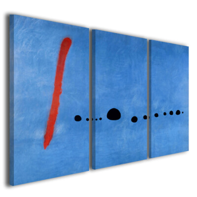 Quadro Joan Mirò blu riproduzione famosa su tela trittico falso d ...