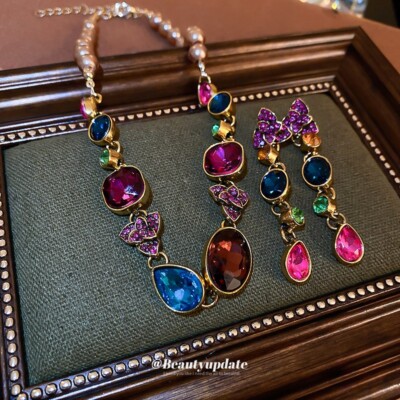 Women Wedding Party Jewelry Set Crystal Necklace Earring Luxury Jewelry ...