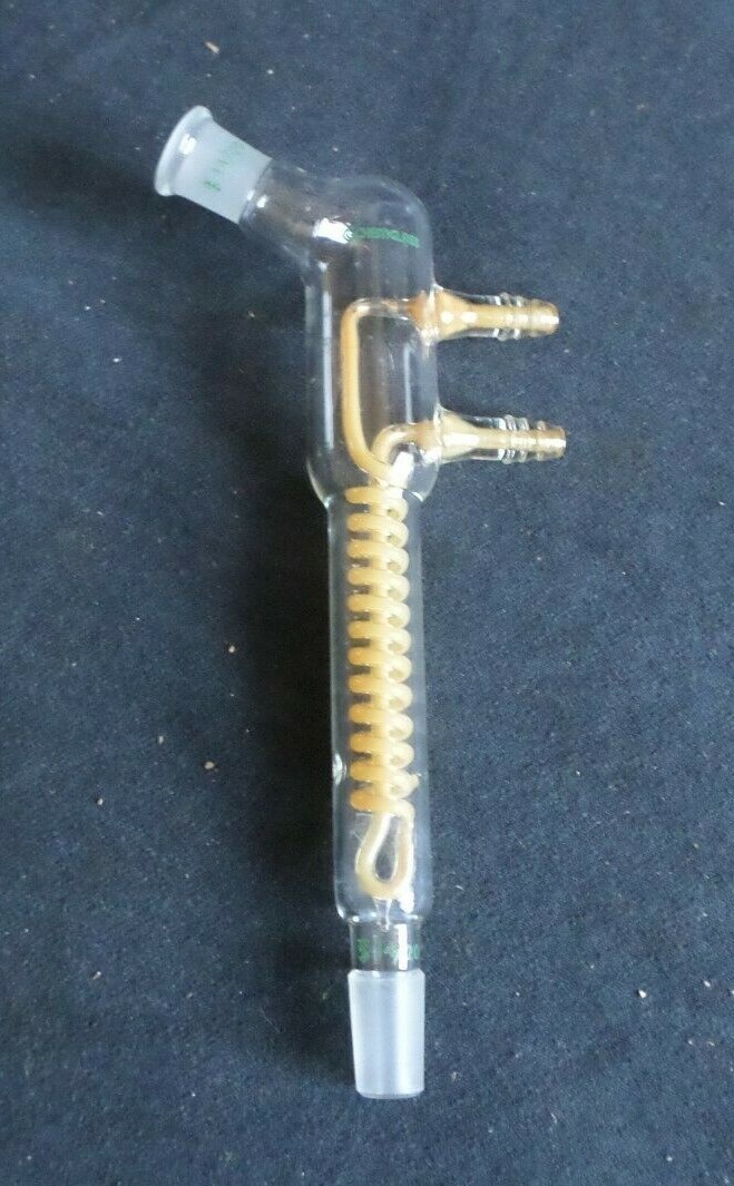 Chemglass 75° Glass Angle 14/20 Reflux Coil Condenser, 210mm OAL, 89mm ...