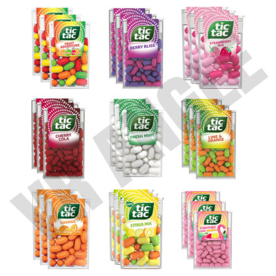 Tic Tacs Variety Flavour Orange Mint Fruit Cherry Cola Etc Sweets 18g ...