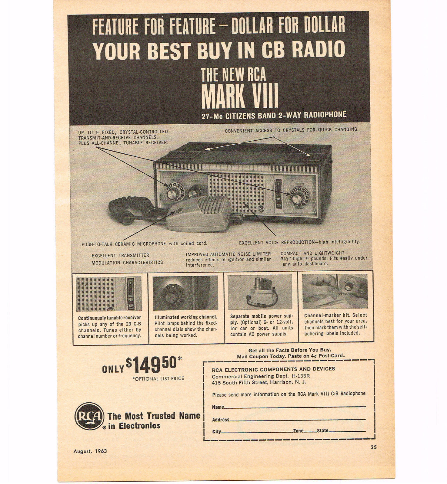 1963 RCA Mark VIII 27-MC CB Radio Vintage Print Ad | eBay