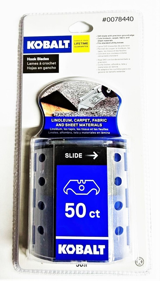 100 KOBALT HOOK BLADES UTILITY RAZOR KNIFE 50-PACK CARPENTER ROOFING ...