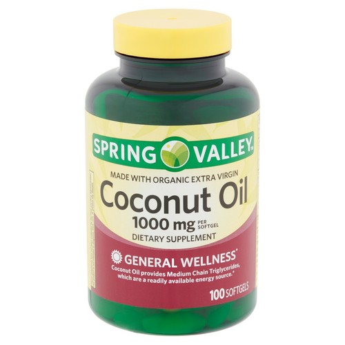 Spring Valley Coconut Oil Softgels, 1000mg, 100 Count.. | eBay