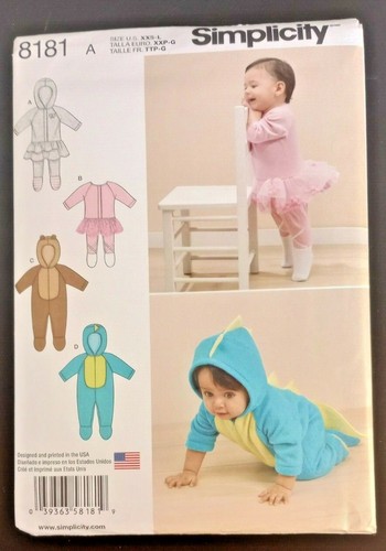 Simplicity 8181 Babies' Dinosaur Ballerina Knit Rompers Jumpsuits Sz XXS-L UC | eBay