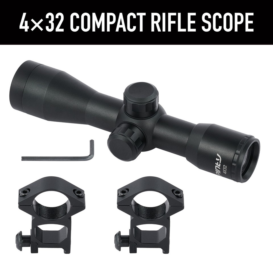 PINTY 4x32 Compact Rifle Scope with Scope Rings for Tactical Airsoft ...