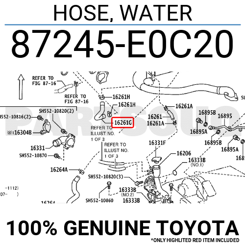 87245E0C20 Genuine Toyota HOSE, WATER 87245-E0C20 | eBay