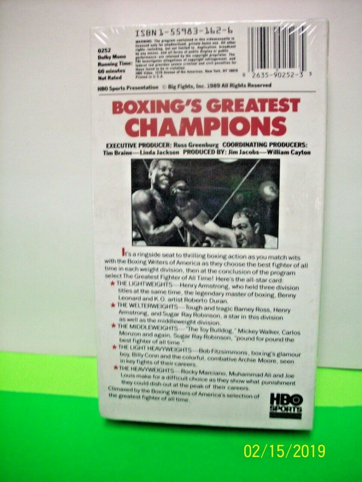 Boxing's Best - Boxing's Greatest Champions Muhammad Ali VHS Video Tape ...
