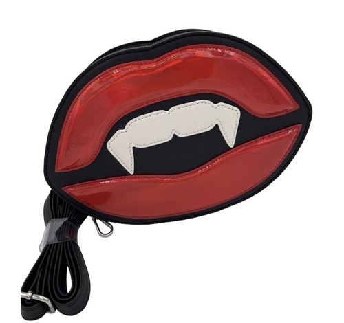 NEW MAD ENGINE Halloween Vampire Purse Red Lips with Fangs Crossbody ...