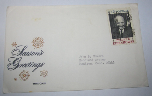 Postmark Clinton, CT Envelope 6 cent Stamp Christmas Dwight D ...