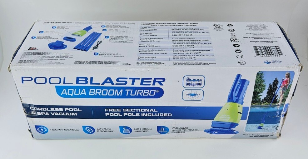 Pool Blaster Aqua Broom TURBO Rechargeable Pool & Hot Tub Cordless ...