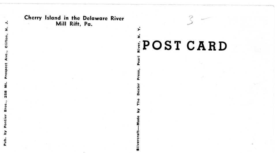 Cherry Island in the Delaware River, Mill Rift, Pennsylvania --POSTCARD ...