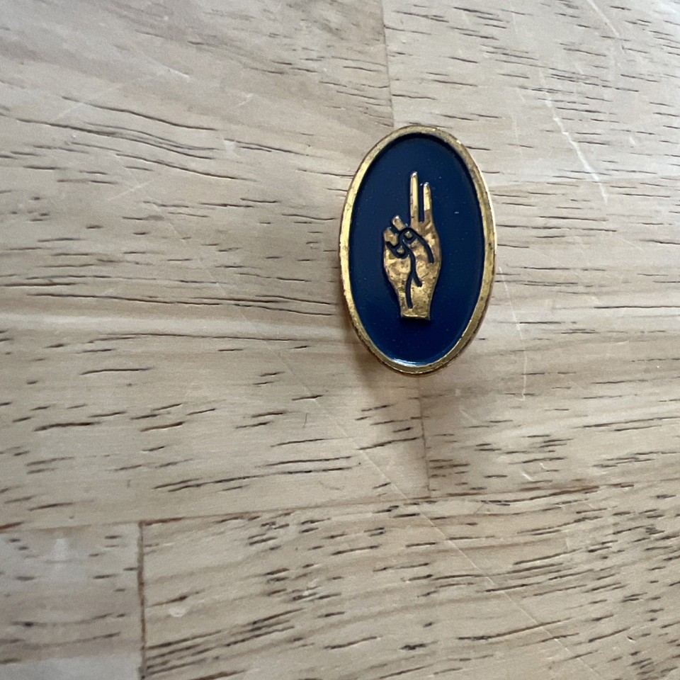 Vintage Brownie Salute Girl Scout Promise Metal Pin Badge Blue Gold ...