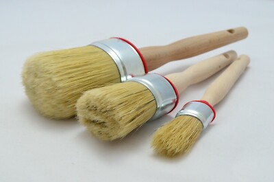 60 35 20 OVAL Paint Brush Set 3 Shabby Chic Chalk Paint Pure Bristle ...