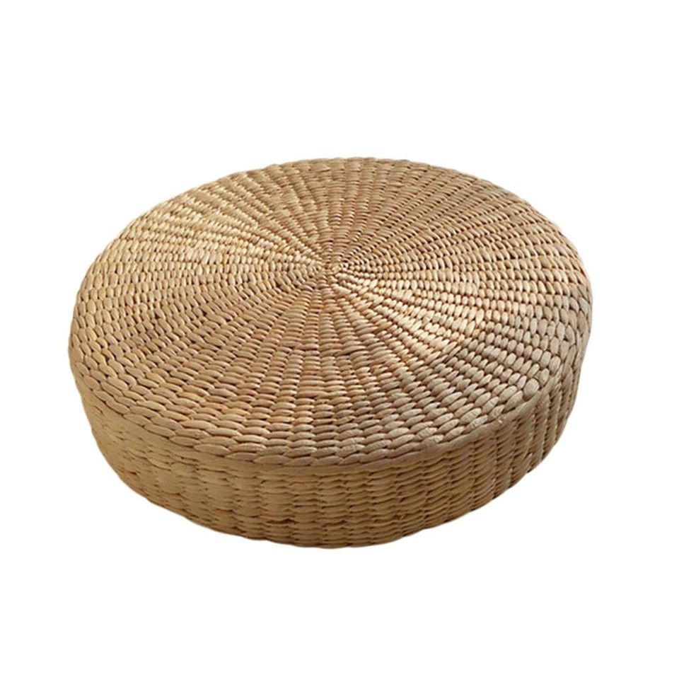 40CM Round Straw Tatami Cushion Floor Pillow Meditation Yoga Seat Mat ...
