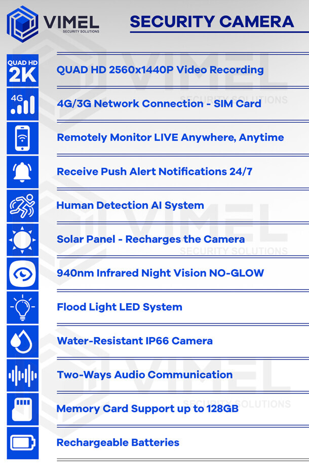 4G Solar Home Wireless Stealth Security Camera Night QHD 2K PIR Sensor ...