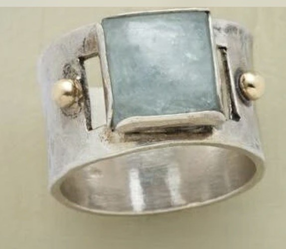 Sundance Catalog Hammered Sterling Silver Gold Wide Band Ring Sz 8 ...