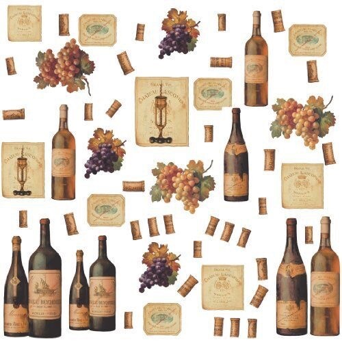 Wine Tasting Wall Decals Grapes Bottles Stickers Customized Foil
