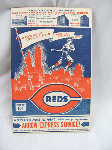 Vintage 1952 Cincinnati Reds Official Score Book Crosley Field Unscored ...