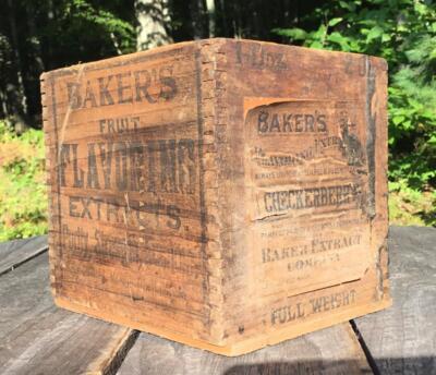 Antique Advertising Bakers Fruit Flavor Extract Wood Box Portland ME ...