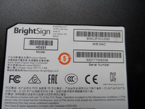 Brightsign HD223 Digital Networked Full HD Media Player Controller ...