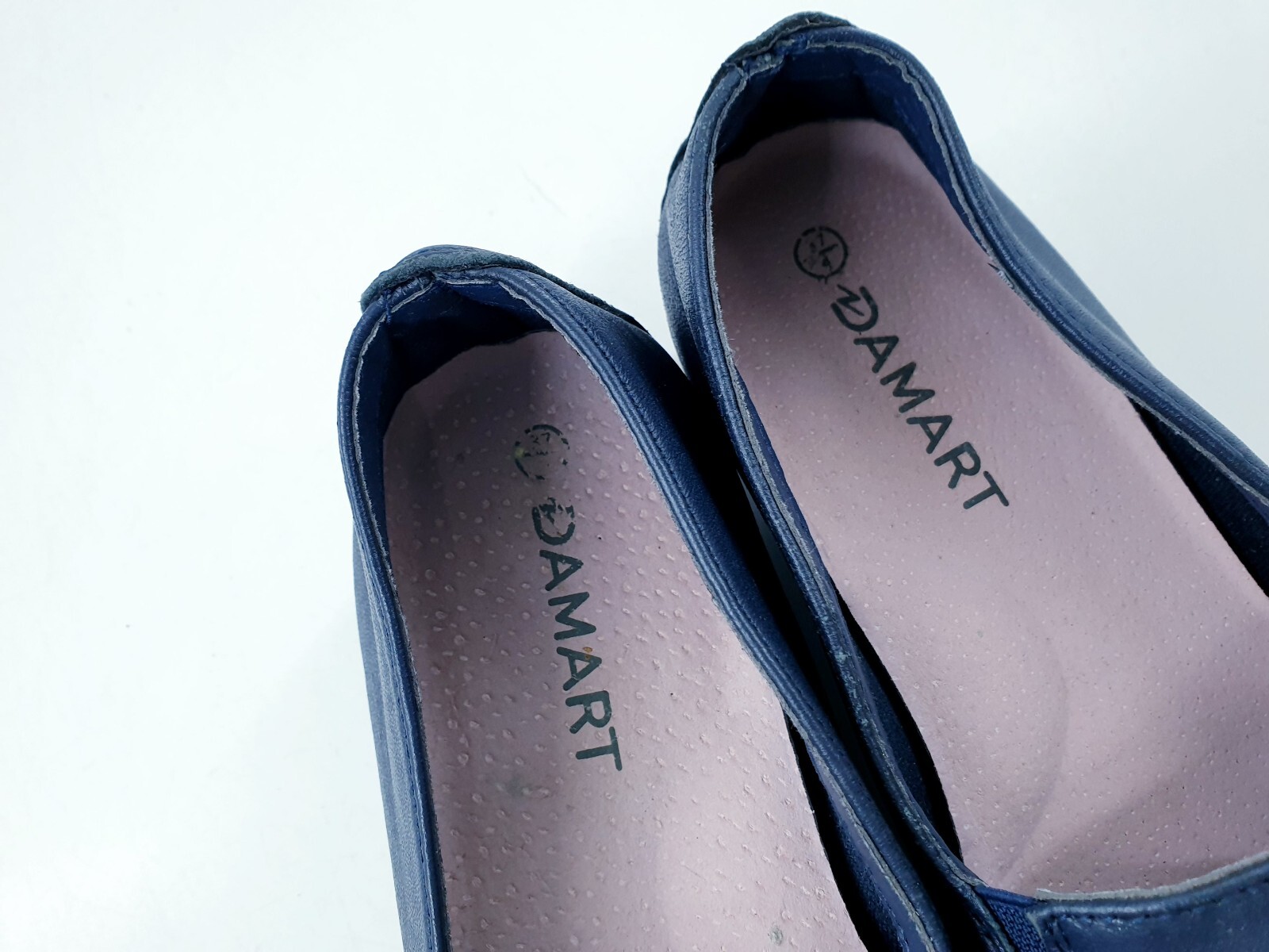 Damart size 4 (37) navy blue leather vintage loafers slip on pumps ...