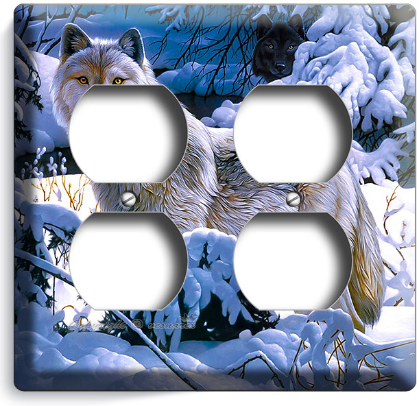 WILD GRAY WOLF WINTER FOREST LIGHT SWITCH OUTLET WALL PLATE COVER ROOM ...