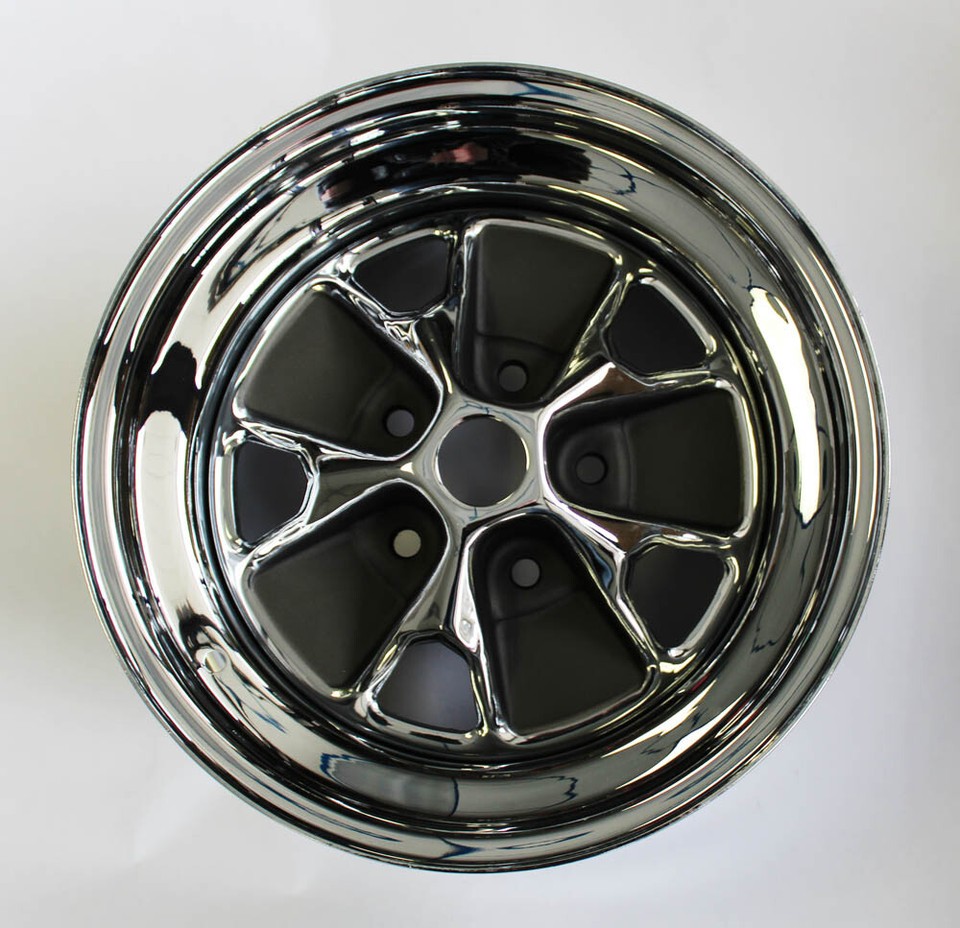 15" x 7" Chrome Mustang Style Styled Steel GT Wheels Set of 4 Complete ...