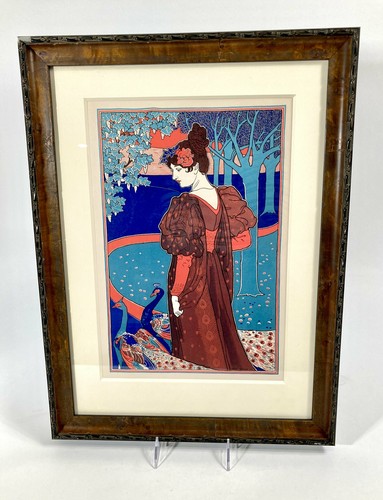 1897 Framed Art Nouveau, LA FEMME AU PAON, Louis Rhead, L'Estampe ...