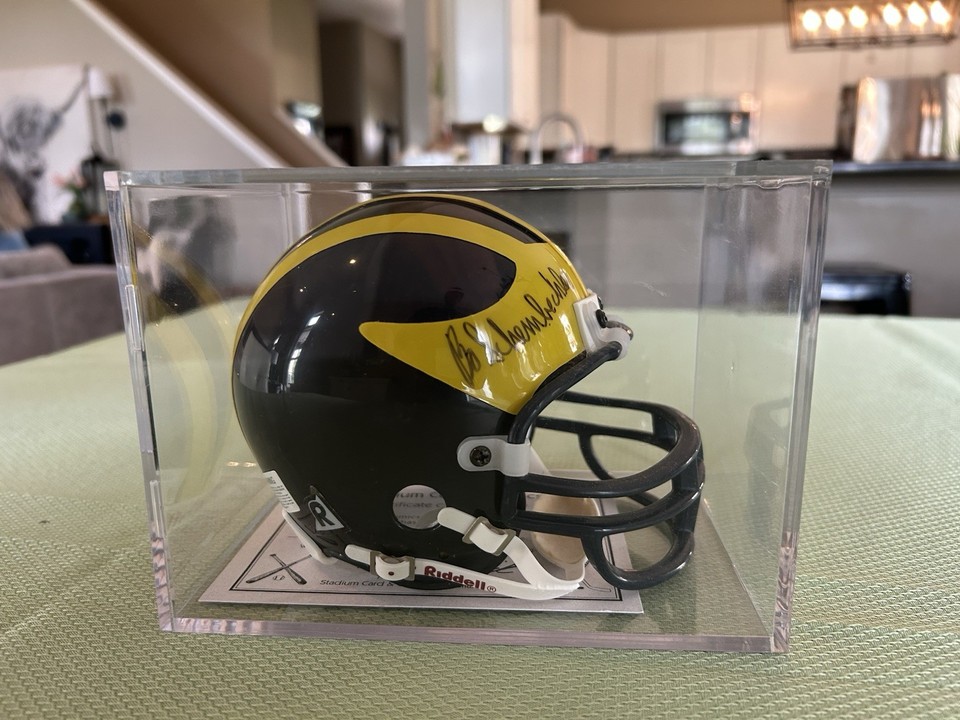 Bo Schembechler Authentic Autographed Michigan Wolverines Mini Helmet ...