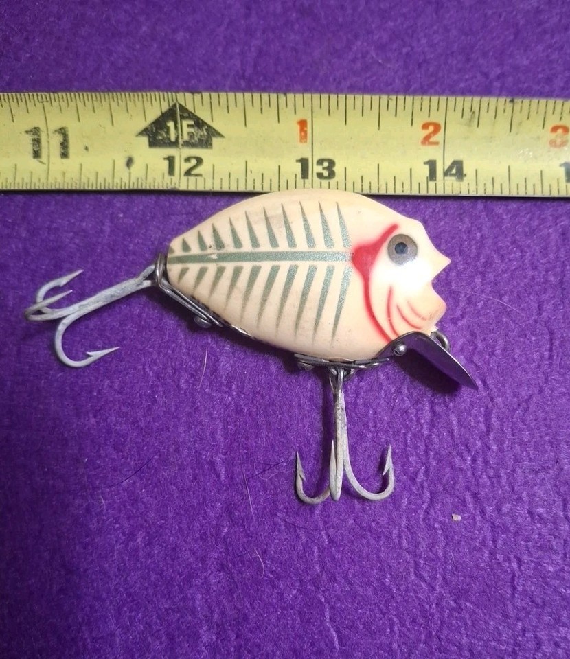 VTG HEDDON PUNKINSEED 730 RED & WHITE SHORE MINNOW 1940's WOODEN ...