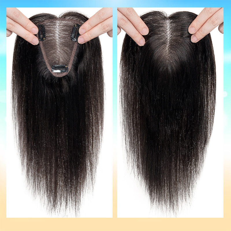 Women Hair Topper Clip In 100% Real Human Hair Wig Hairpiece Toupee ...