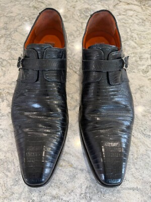 Mezlan Lizard Skin Monk Strap Black Dress Spain Shoes MEN'S Athens ...