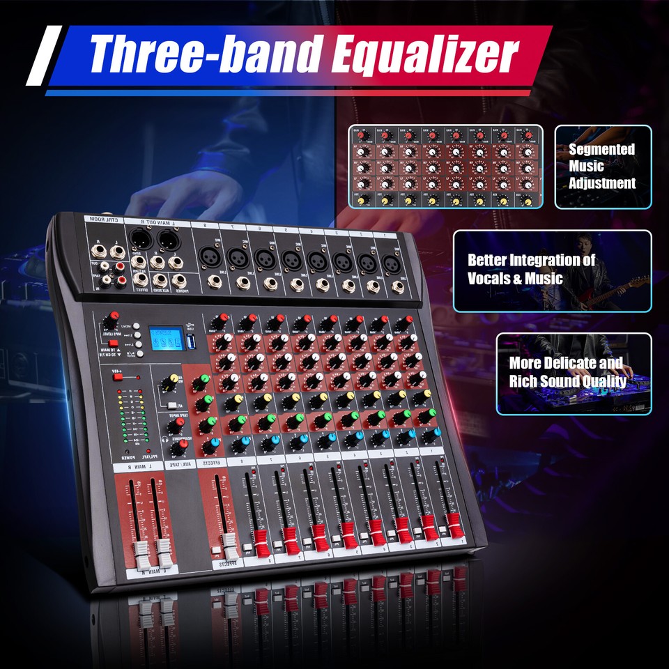 Channel Mixing Console Sound Live Studio Audio Mixer USB Bluetooth | eBay