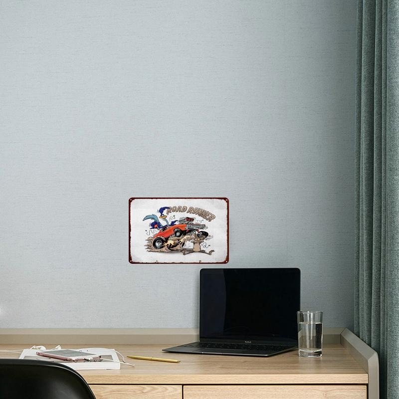 Vintage Road Runner & Coyote Hot Rod Metal Wall Decor RetroACMERacing ...