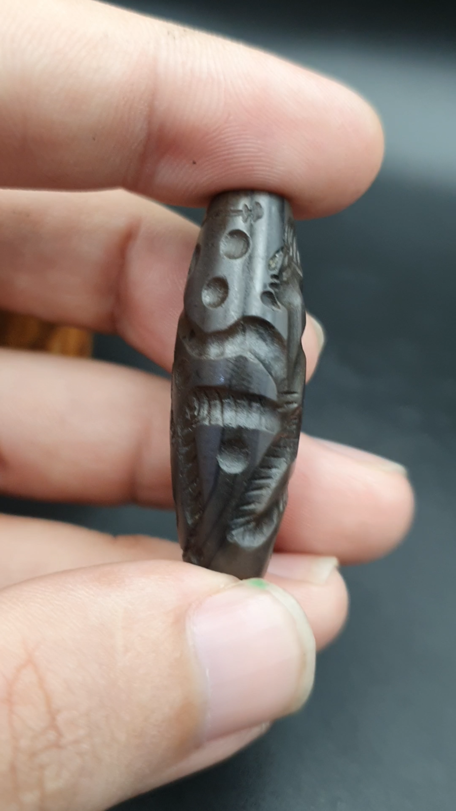 Indo tibetan carving agate eye stone bead amulet hunting prey #10215 | eBay