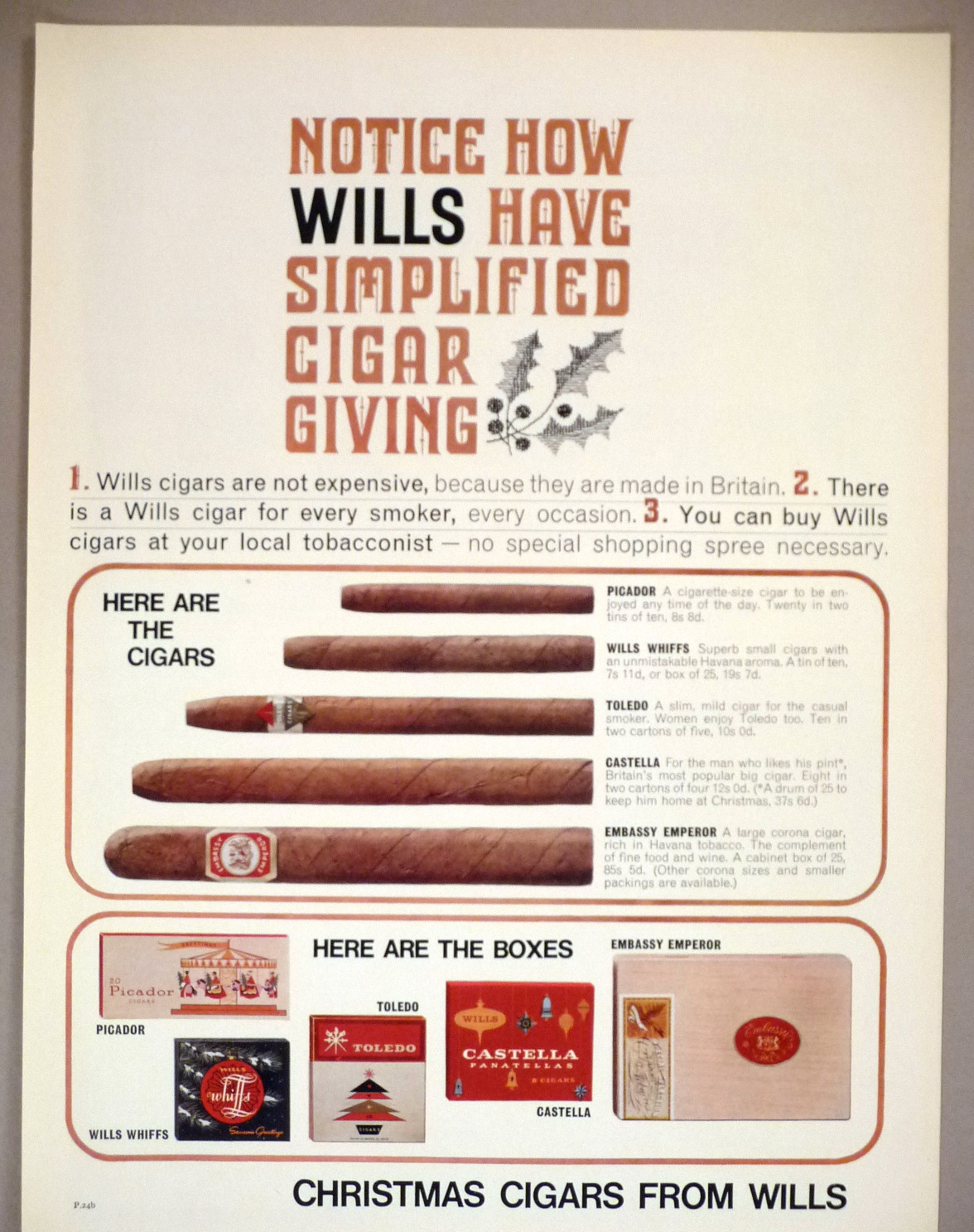 Wills Cigar PRINT AD - 1963 ~ Large 10" x 14" ~ cigars ~ Christmas ...