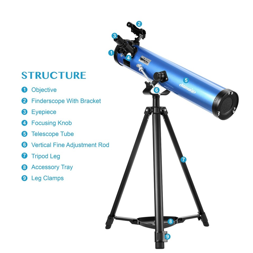 700mm Reflector Astronomical Telescope 210X with Phone Adapter for Moon ...