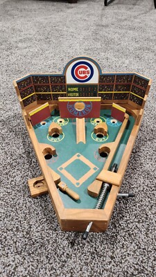 Chicago Cubs Baseball Table Top Pinball Wood Game with box. Front Porch ...