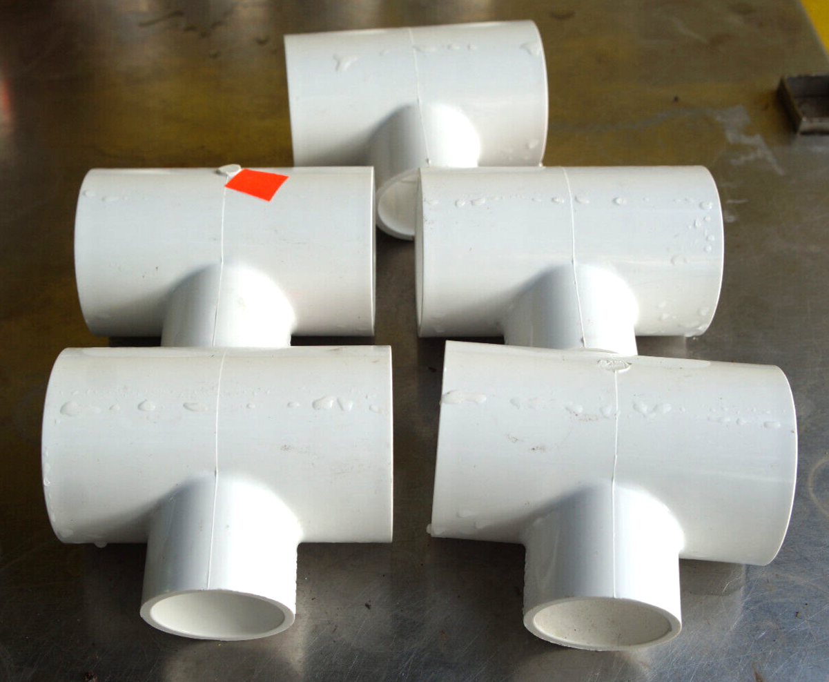 Lot of 5: LASCO PVC Pipe Tees 2" x 2" x 1.25" D2466 Schedule 40 | eBay