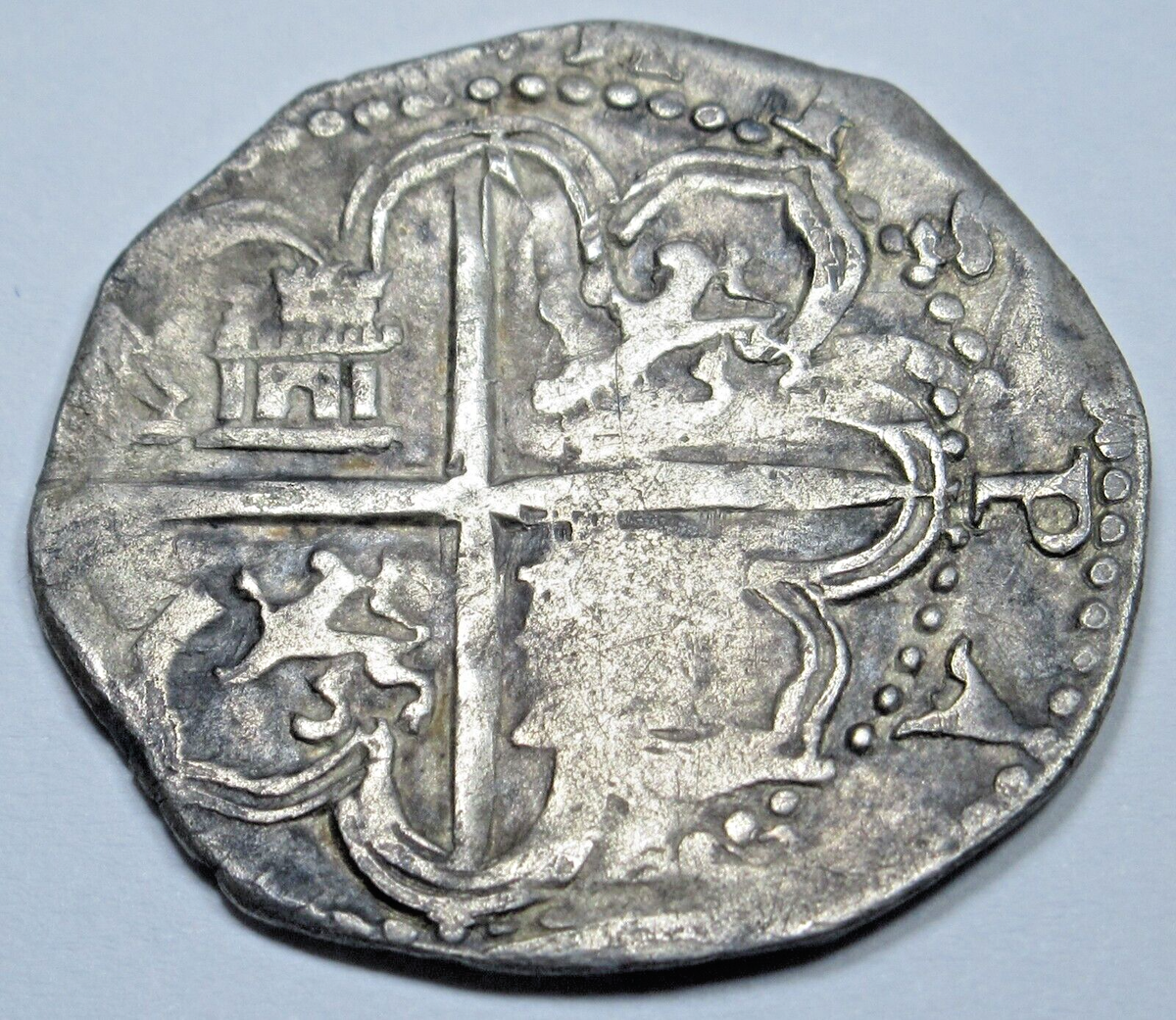 Spanish Silver 1714 1733 Mexico COB 1 Real Philip V Nice Cross Scarce