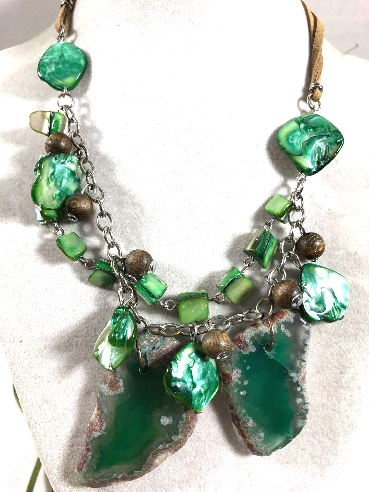 Lot of 8 multi style design cord chains charm shell stone ceramic ...