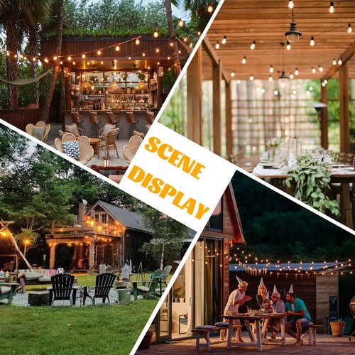 100 + 10 FT LED Outdoor String Lights For Patio Deck Waterproof ...