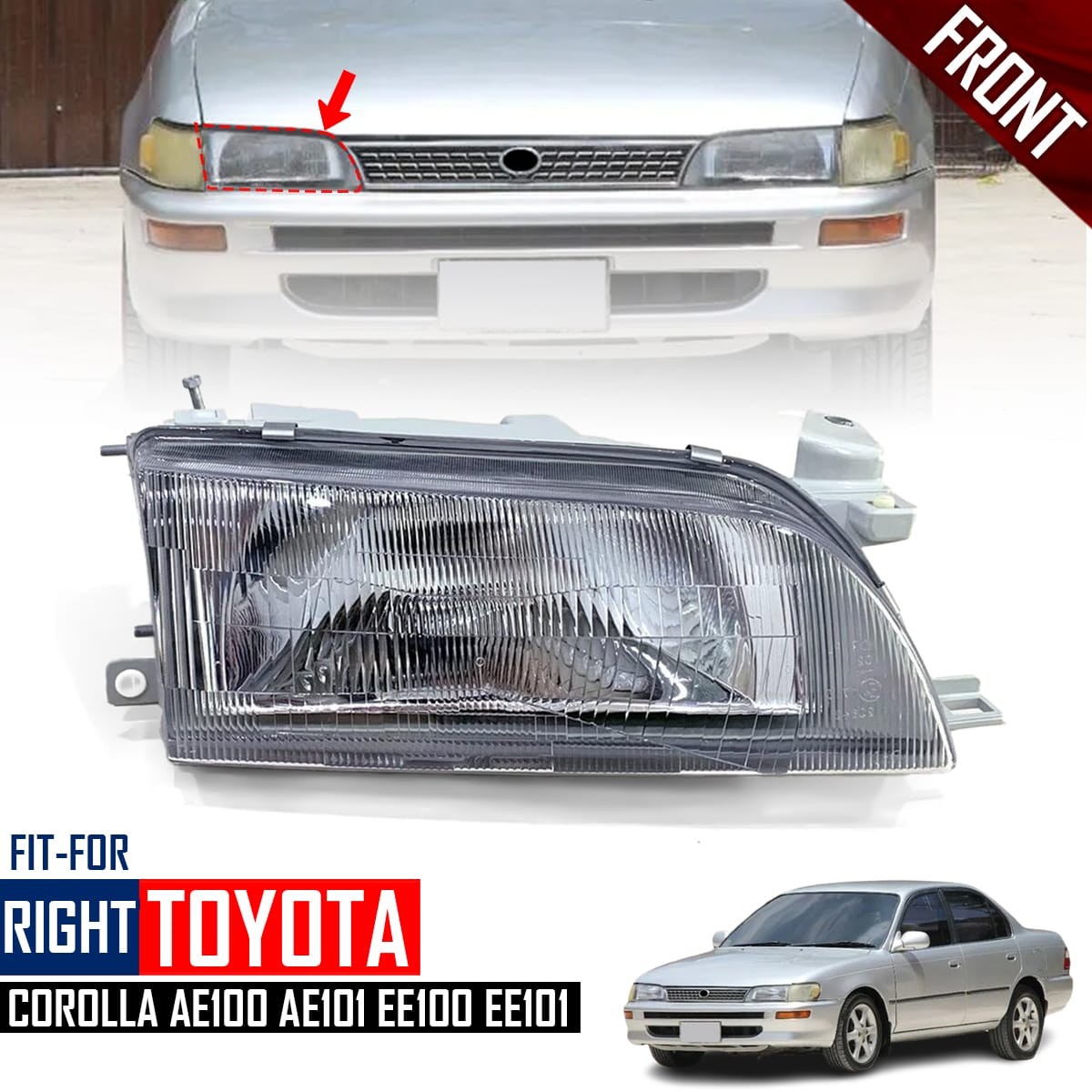 Front Lamp Headlight Right For Toyota Corolla AE100 AE101 EE100 EE101 ...