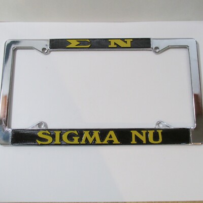 Sigma Nu Chrome License Plate Frame, New | eBay