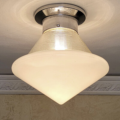 221cVintage Glass Ceiling Light Fixture Globe art deco kitchen bath 40s ...